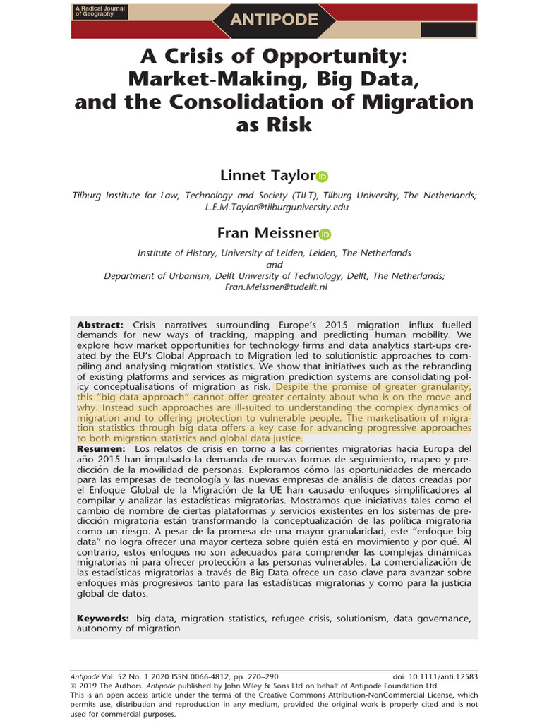 Taylor and Meissner (2022) | PDF | Human Migration | Big Data