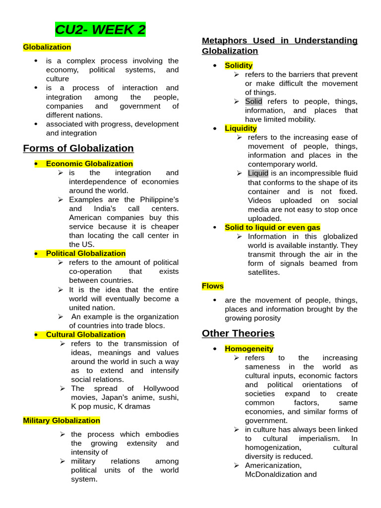 CONTEMP-REVIEWER | PDF | Society | Globalization
