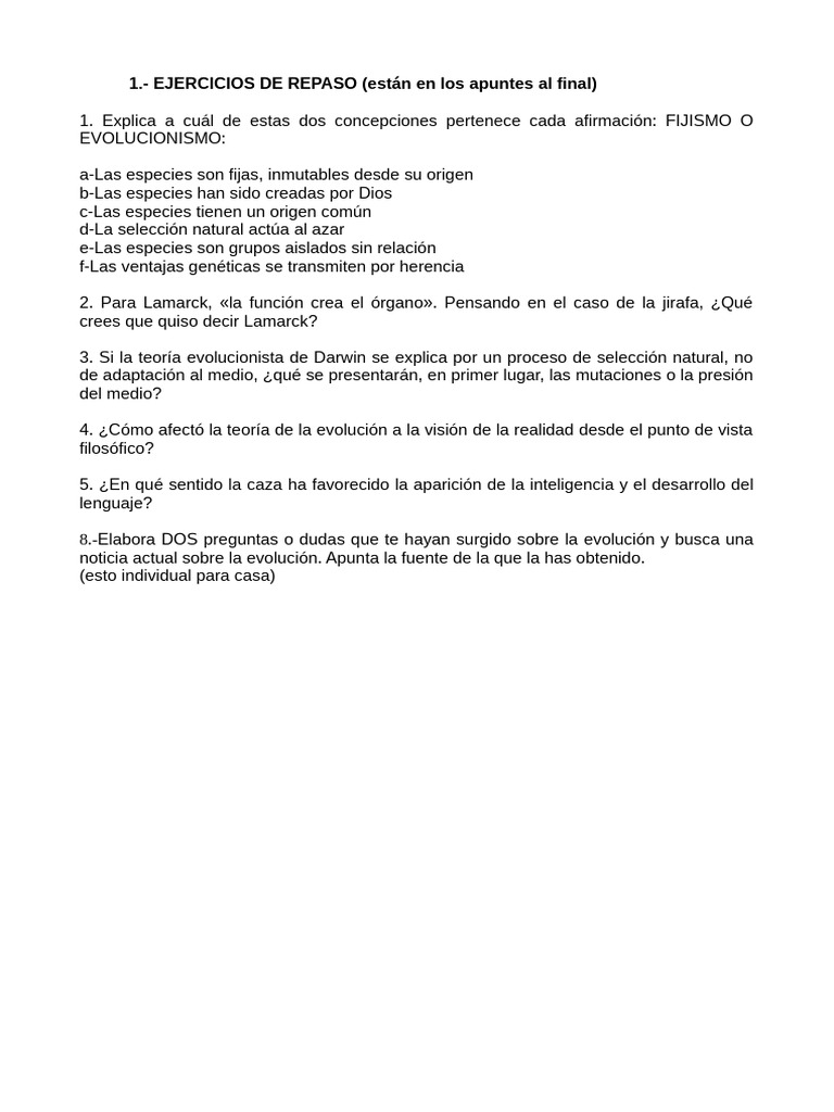 Actividades de RepasoTEMA3SH | PDF | Evolución | Herencia