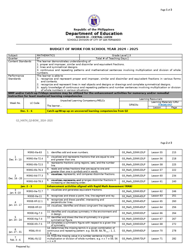 G3 Math Q3-Bow 2024-2025 | PDF | Learning | Cognition