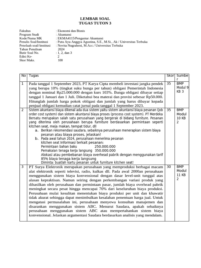 TT3 - Pengantar Akutansi | PDF