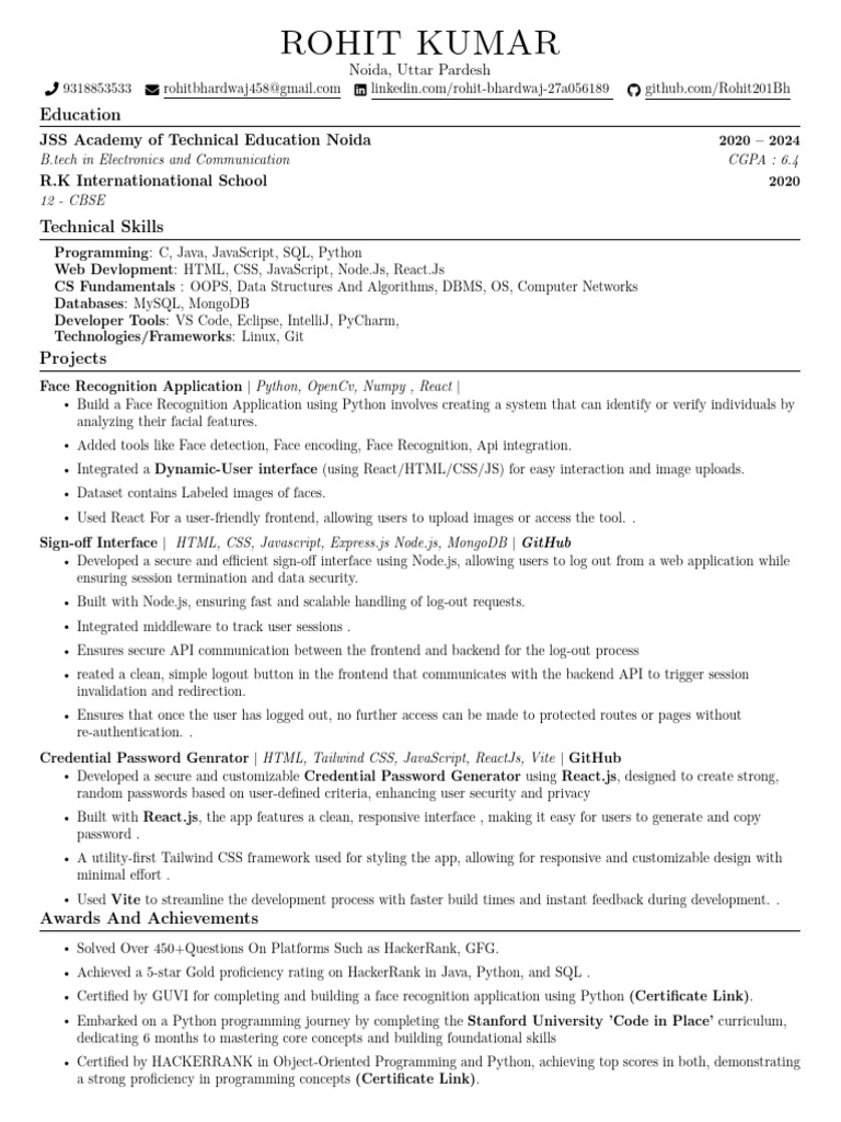 Rohit_Kumar_Resume | PDF | Web Development | Systems Architecture