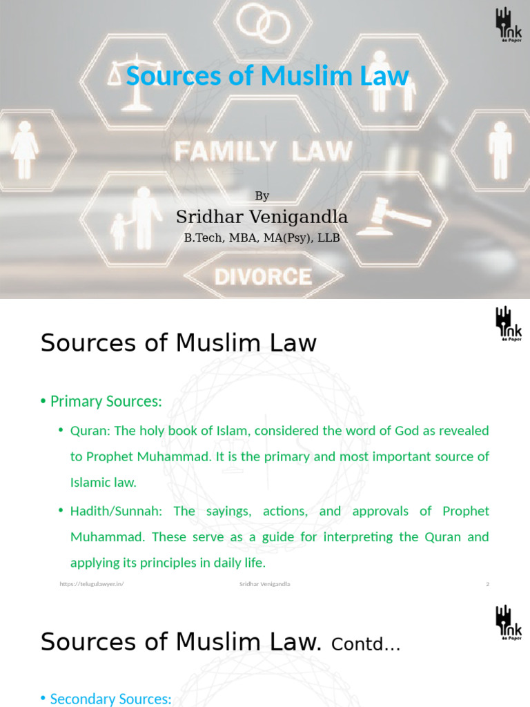 Family Law-Lesson7-Sources of Muslim Law | PDF