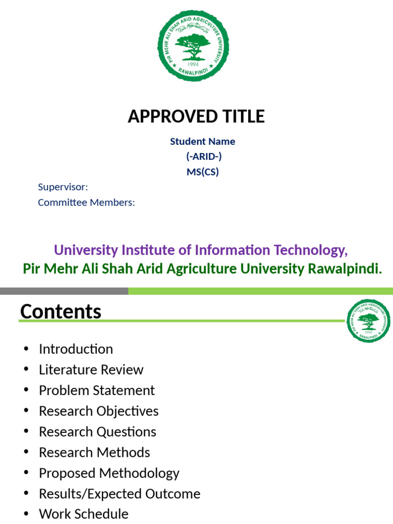 PPT - MSCS Synopsis Template 2024 | PDF | Methodology | Science