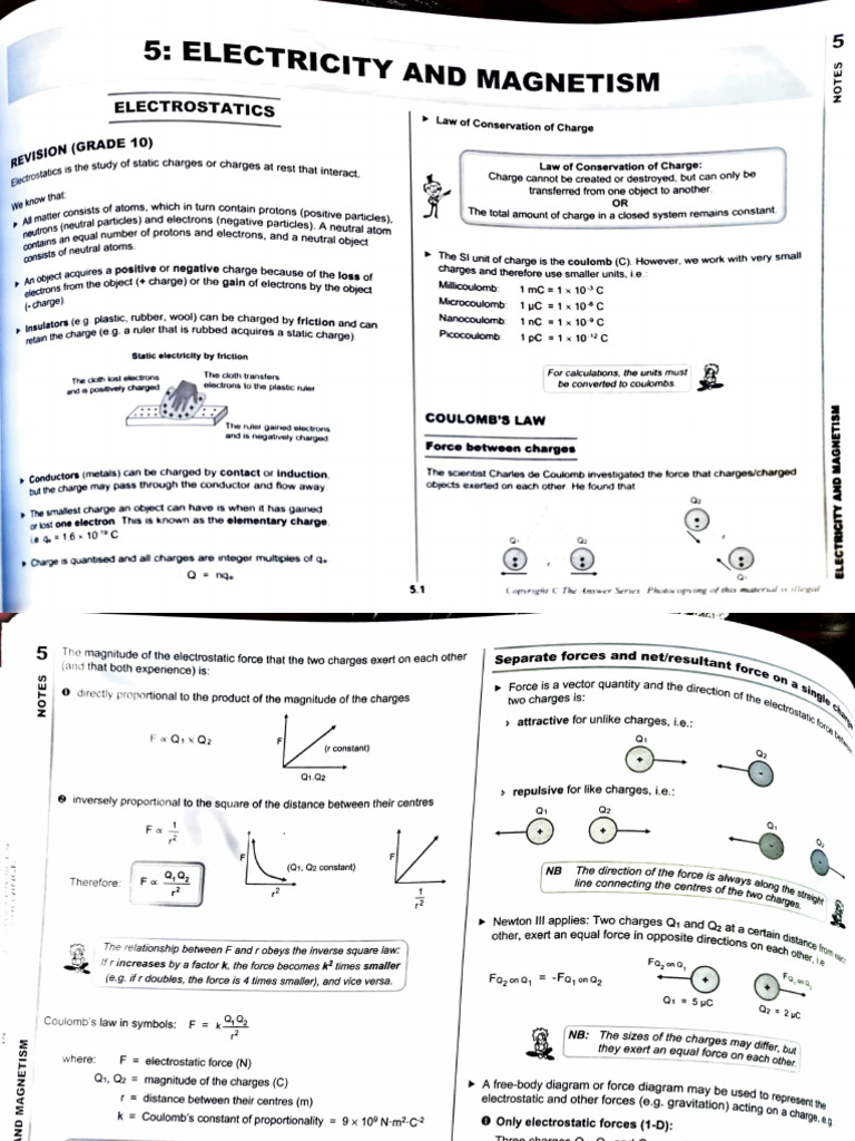 Electricity and Magnetism Notes From Answer Series Book | PDF