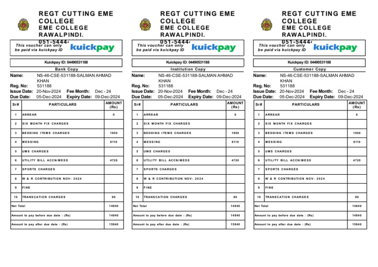 Ns 46 Cse 531188 Salman Regt Cutting Eme College | PDF