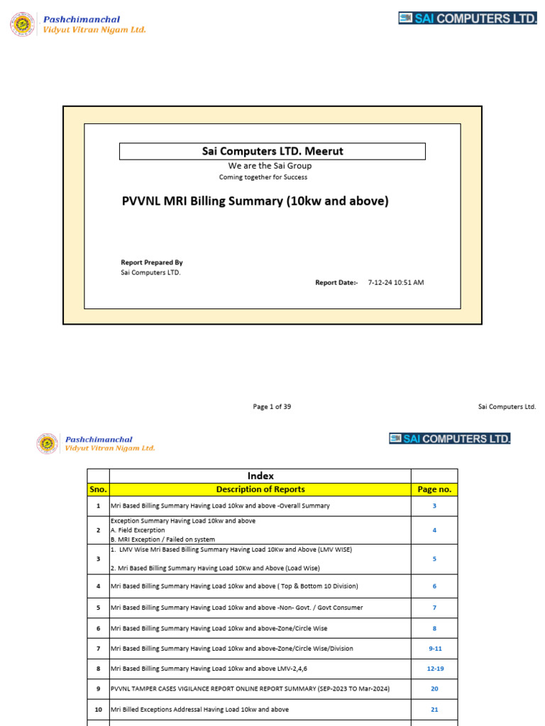 MRI Billing Summary for Meerut 10kW+ | PDF | Computer Science | Computing
