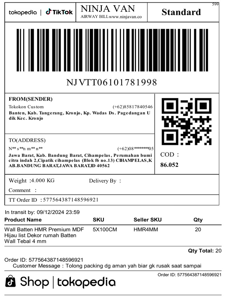 Contoh Label Alamat | PDF