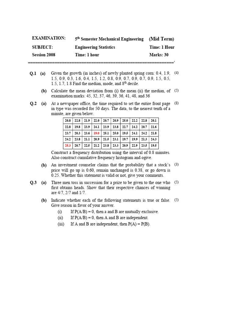 Past Papers | PDF | Normal Distribution | Standard Deviation
