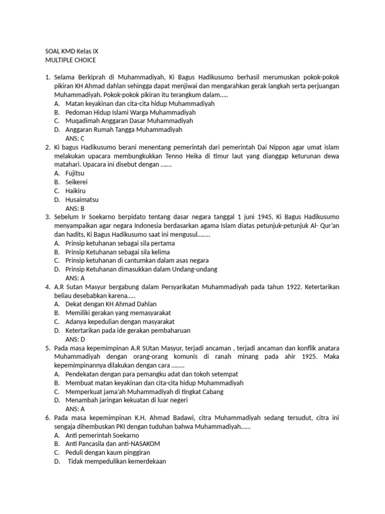 SOAL KMD Kelas I1 | PDF