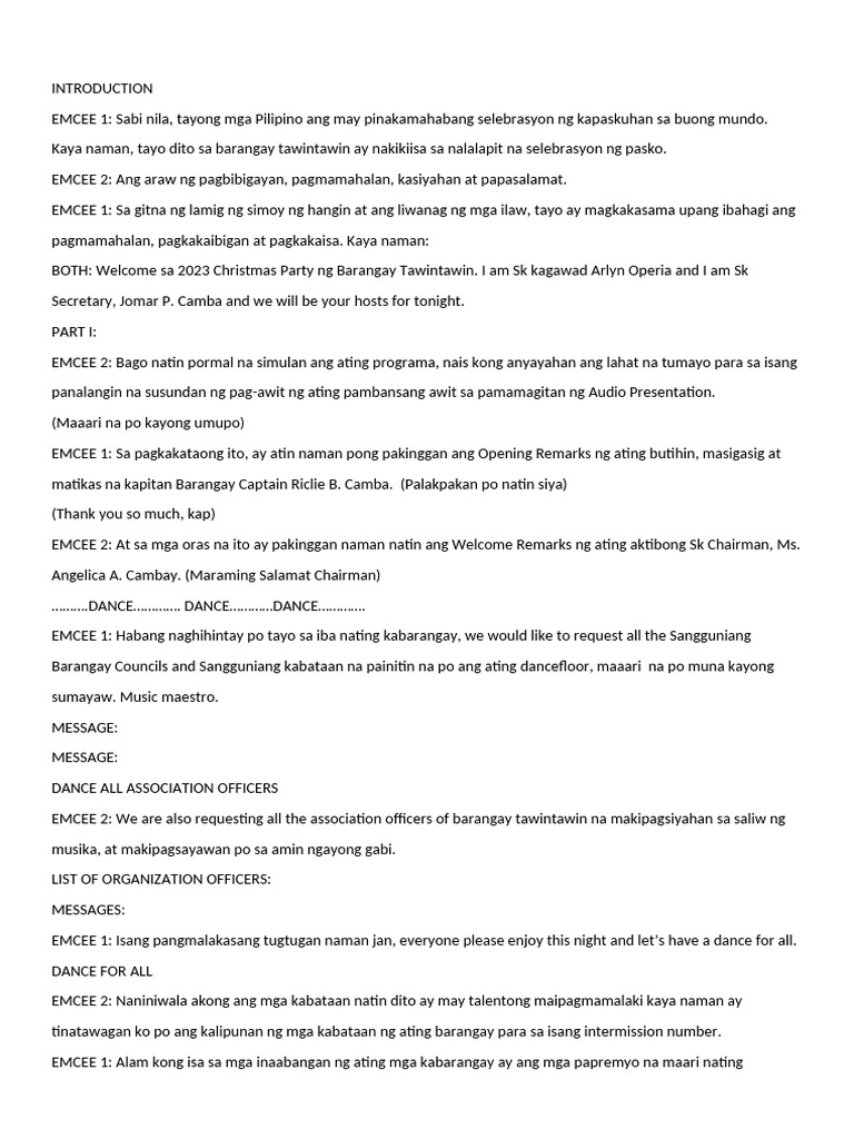 Christmas Party Script | PDF