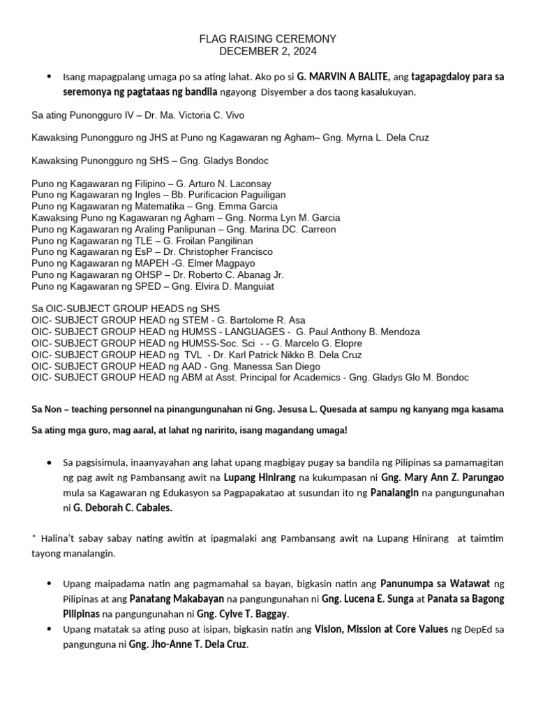 Esp - Flag Raising Ceremony | PDF