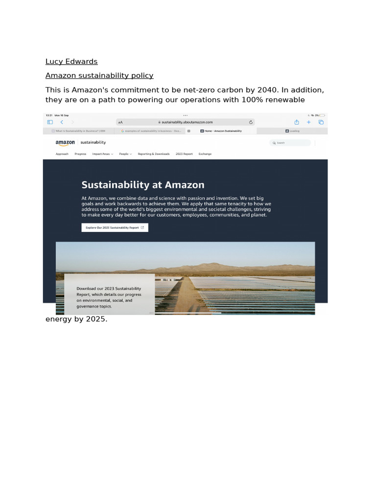 Amazon Sustainability Policy Lucy Edwards | PDF