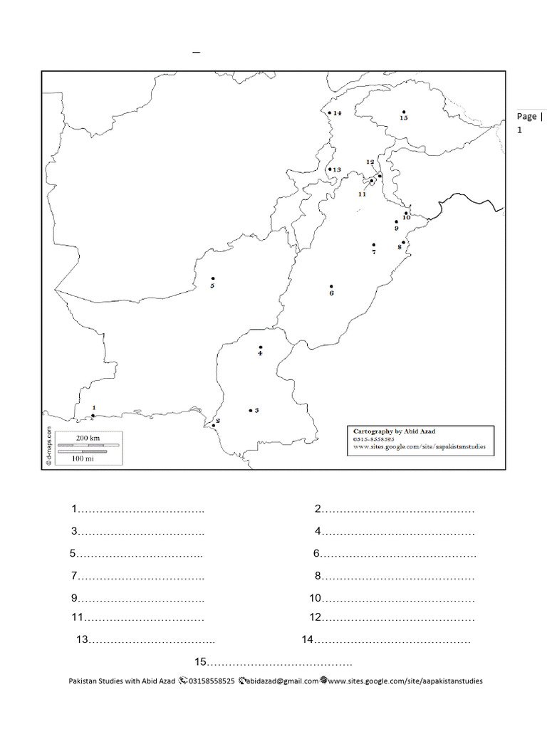 Pakistan Geography Worksheets | PDF