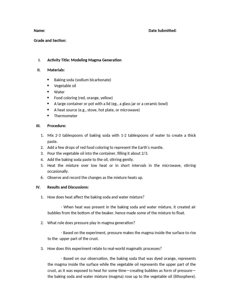 Experiment_Earth_Science_Magma_Generation | PDF | Magma | Geology