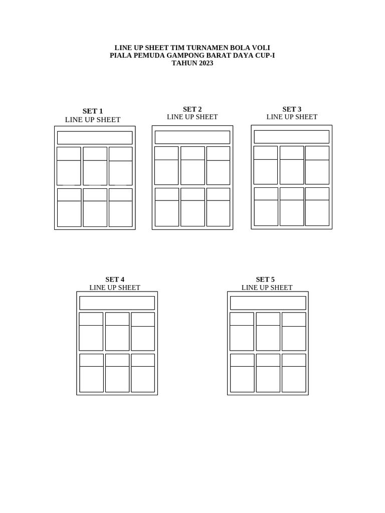 Line Up Sheet Tim Turnamen Bola Voli | PDF