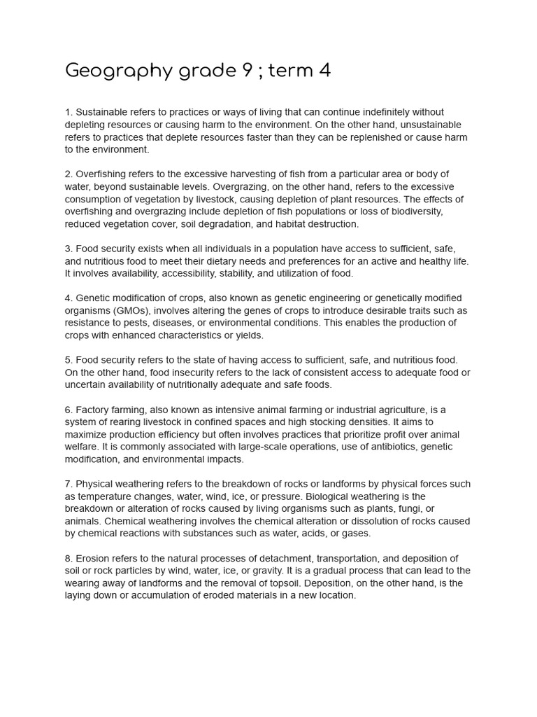 GEOGRAPHY GRADE 9 | PDF | Agriculture | Food Security