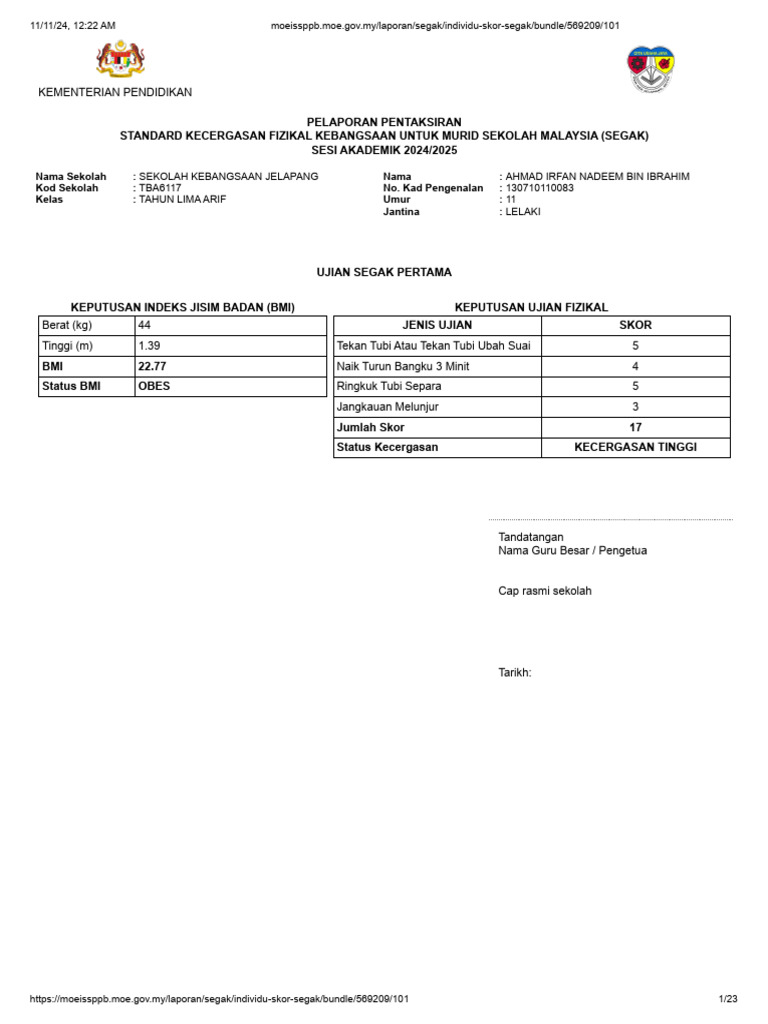 Segak 1 THN 5 2024 2025 | PDF
