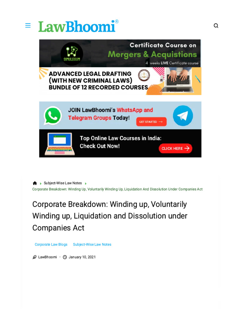 Corporate Winding Up Guide | PDF | Liquidation | Bankruptcy