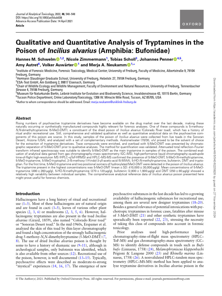 Schwelm - 2022 - Qualitative and Quantitative Analysis of Tryptamines ...