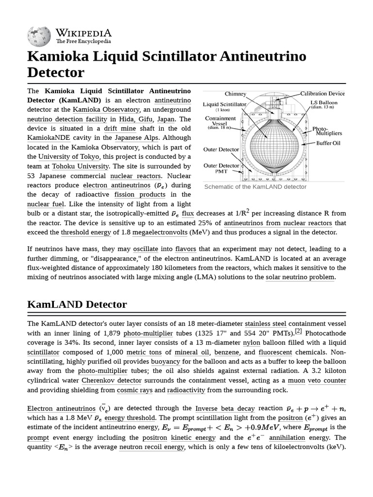Kamioka_Liquid_Scintillator_Antineutrino_Detector | PDF | Nuclear Physics | Particle Physics