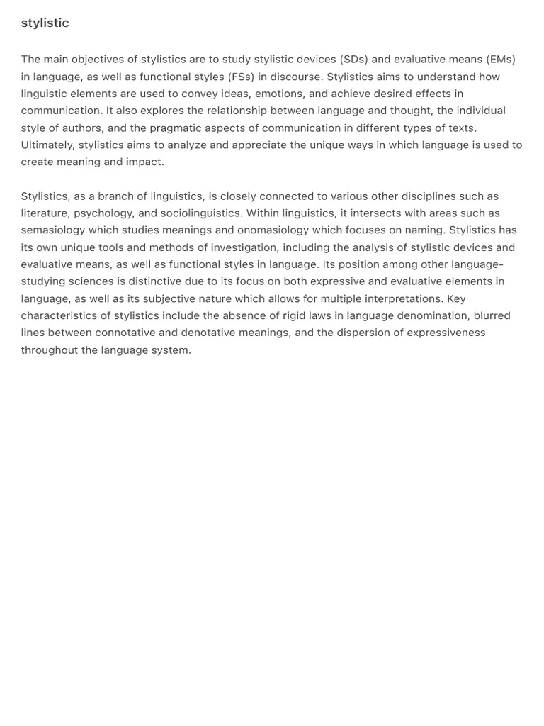 Stylistic | PDF