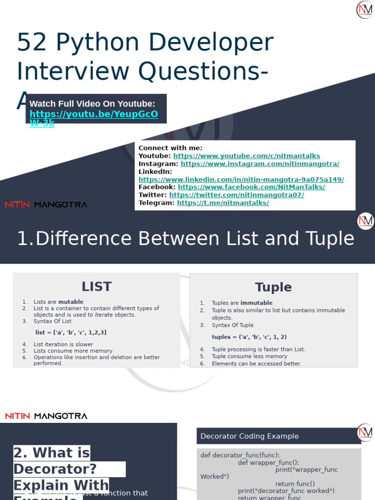 52 Python Question Answers | PDF | Computer File | Python (Programming Language)