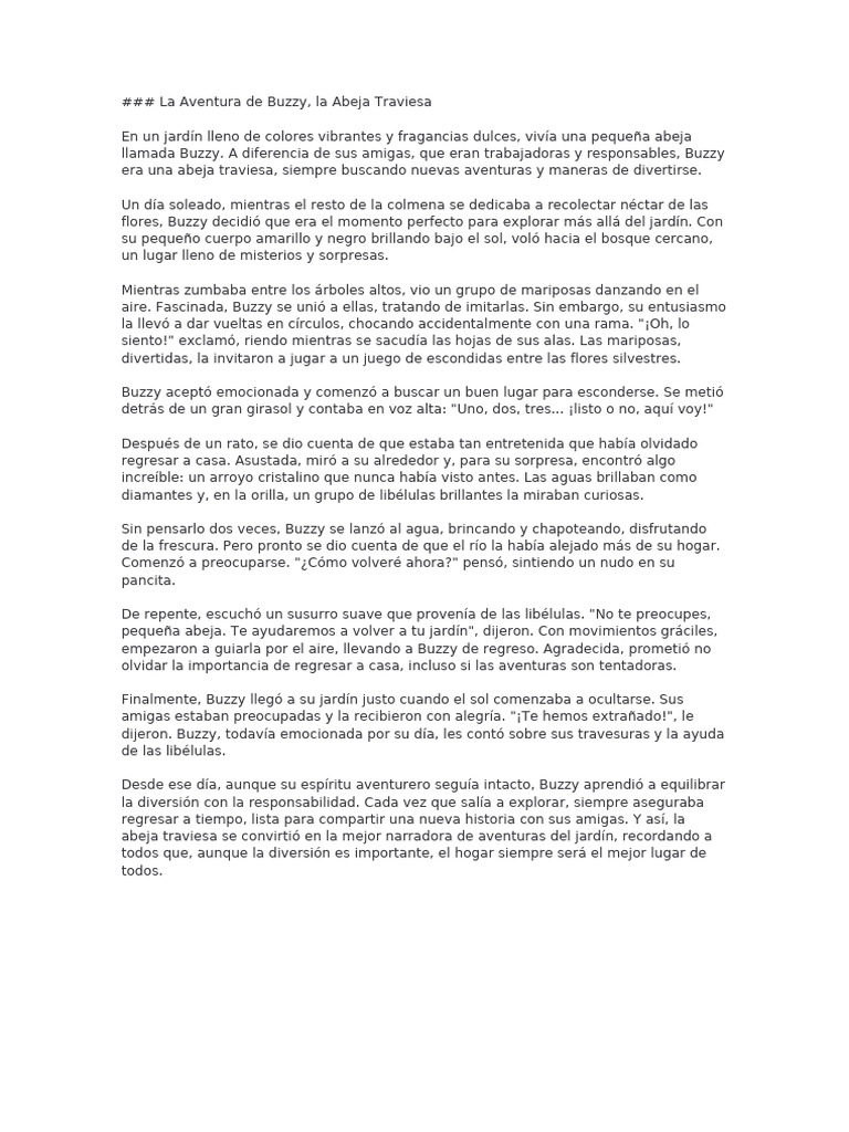 Buzzy, la Abeja Aventurera | PDF