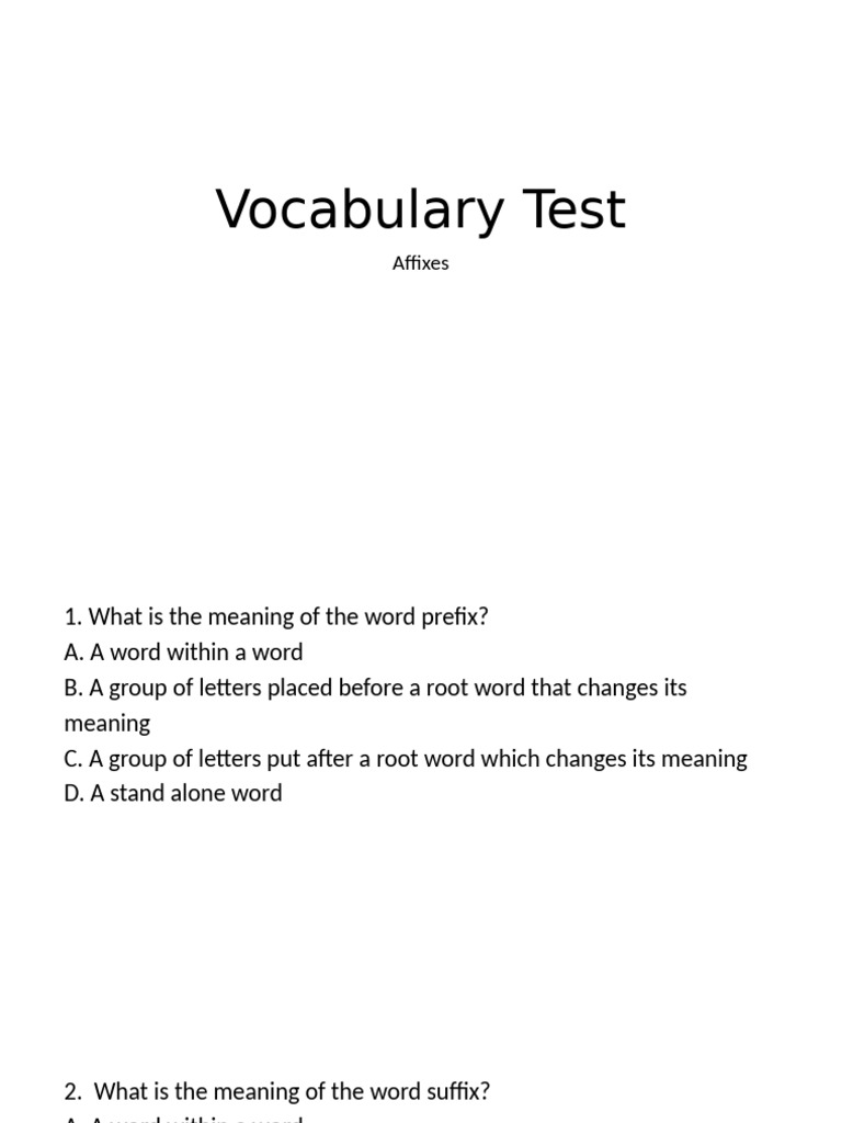 affixes test | PDF
