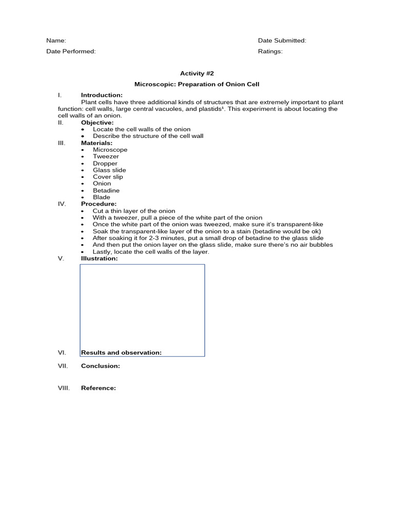 General Biology Lab Manual #2: Onion Cell | PDF