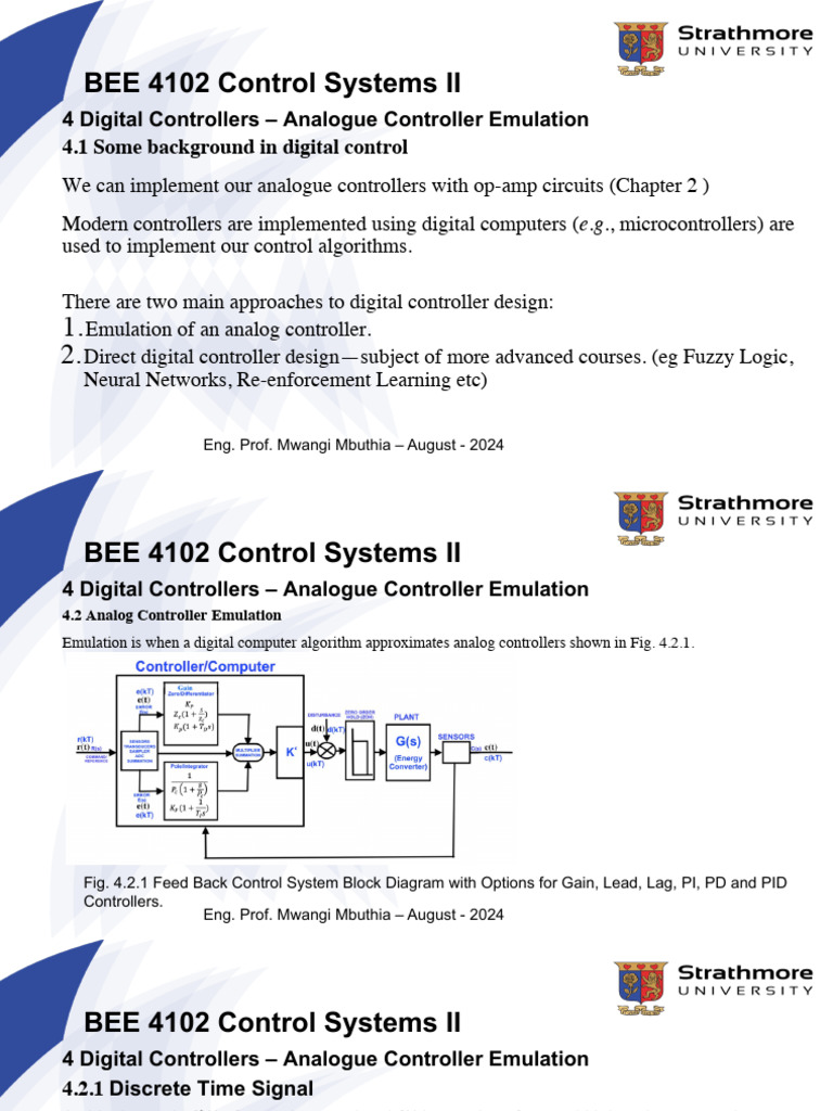 BSc_EEE_BEE_4102_Control_Systems_II_Lecture_5_Digital_Controllers_2024 | PDF | Analog To Digital ...