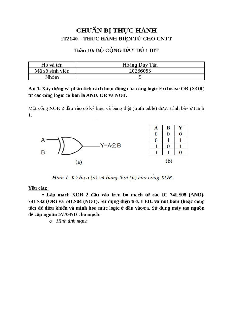 Lab 10 - (Họ và tên) - (MSSV) - (Nhóm) - 152025 | PDF