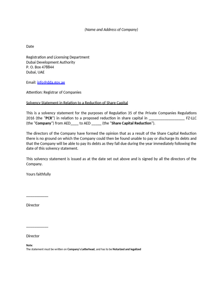 Solvency Statement | PDF