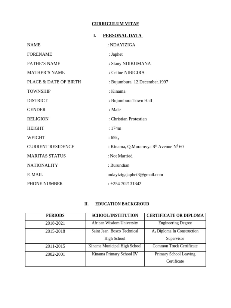 cv English og kenya | PDF | Microsoft