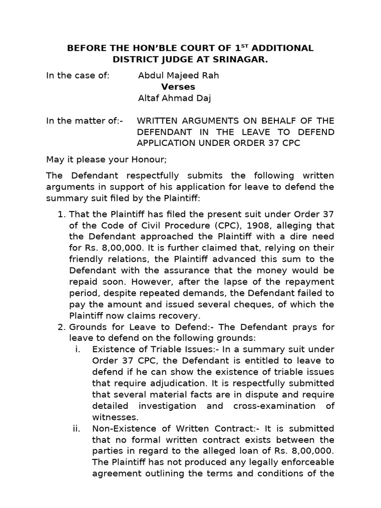 Written Arguments Dajoo O37 | PDF | Lawsuit | Public Law