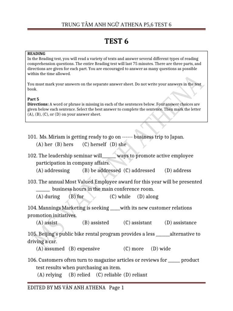 TEST 6 P5,6 | PDF