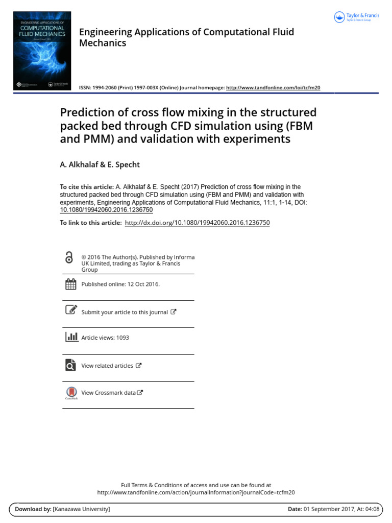 Prediction of cross flow mixing in the structured packed bed through ...