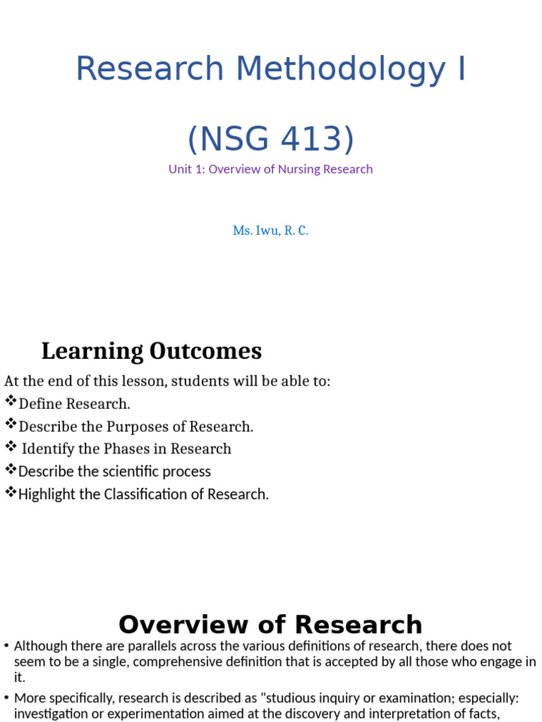 Research Note 1 - NSG 413 | PDF | Basic Research | Quantitative Research