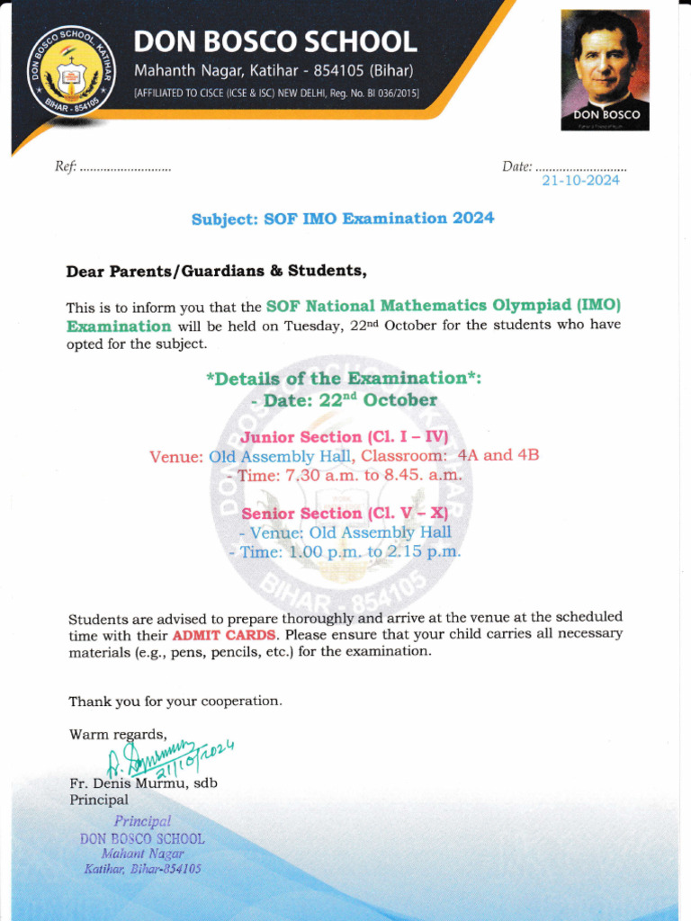 Subject- SOF IMO Examination 2024_20241021_0001 | PDF | Schools