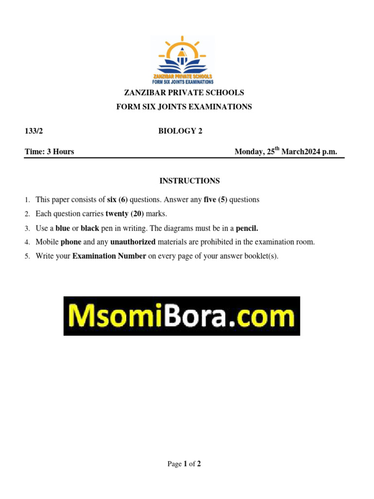 BIOLOGY 2 - Exam N Answers | PDF | Translation (Biology) | Biology
