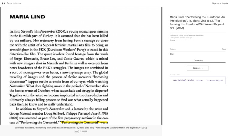 Introduction to Performing the Curatorial | PDF