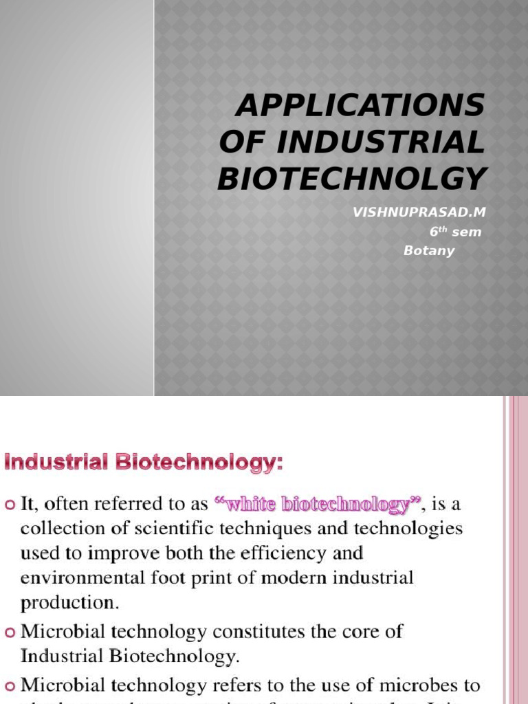 Applications of Industrial Biotechnolgy | PDF