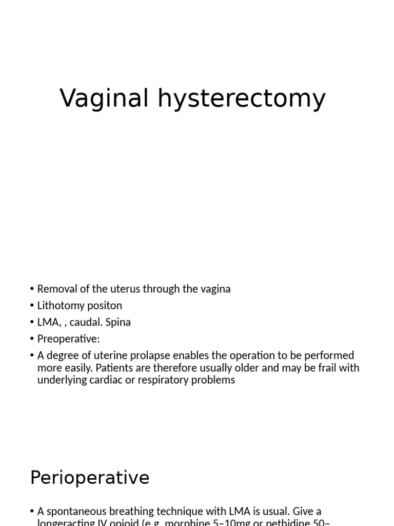 Vaginal Hysterectomy | PDF