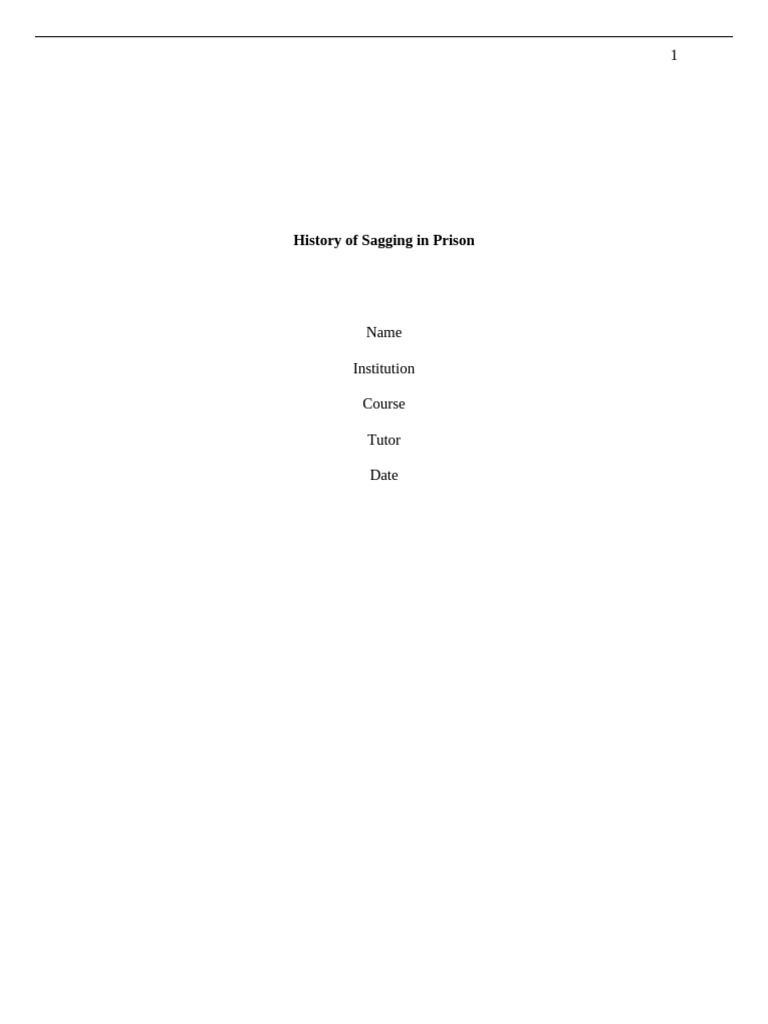 Prison Sagging: Symbolism & Identity | PDF | Prison | Community