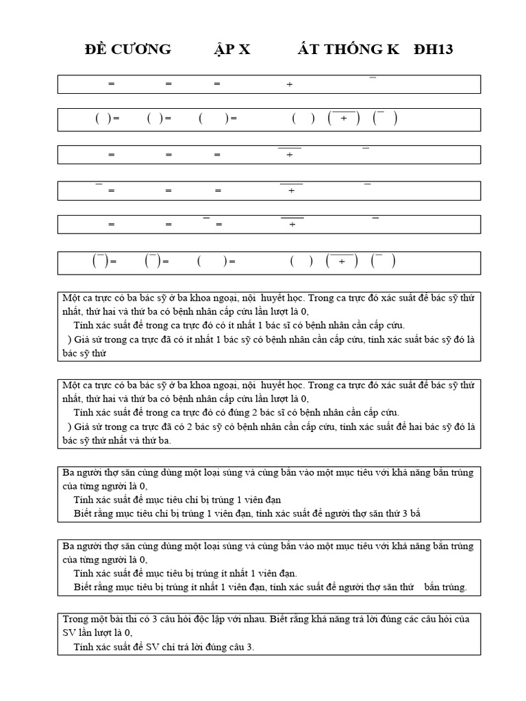 Câu Hỏi Ôn Tập XSTK 10.2024 | PDF