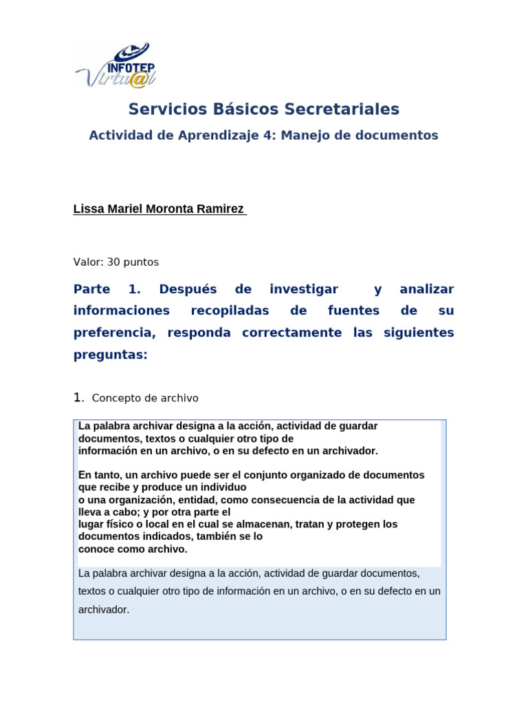 Manejo Eficiente de Documentos Secretariales | PDF | Documento ...
