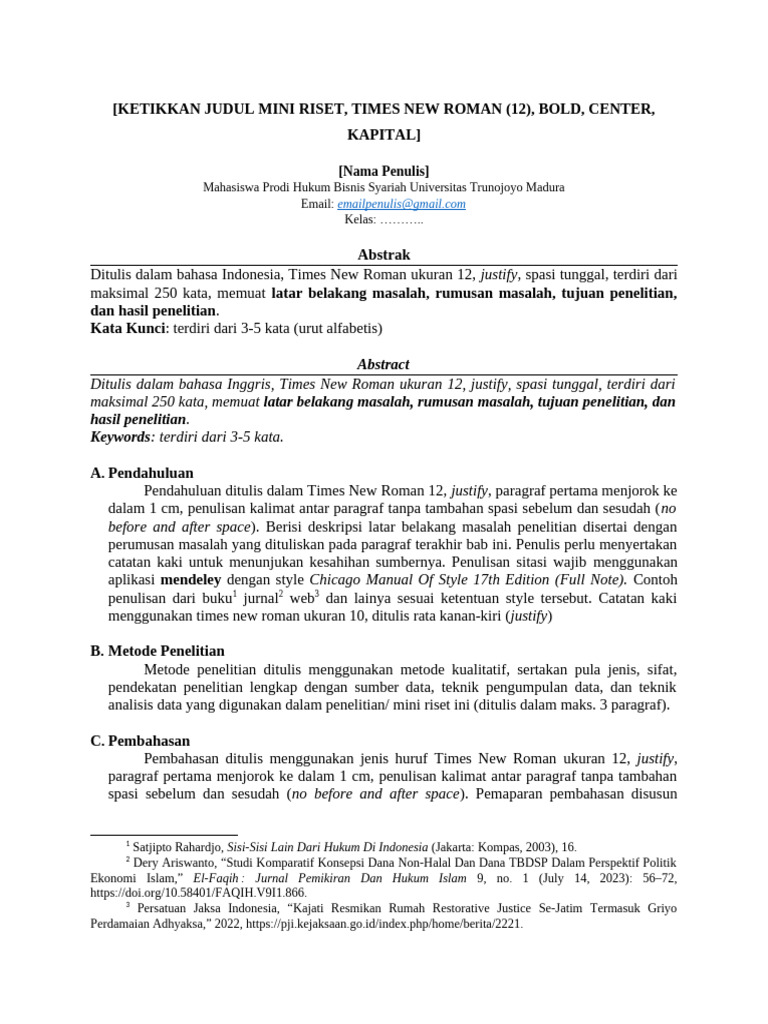 Template Mini Riset | PDF