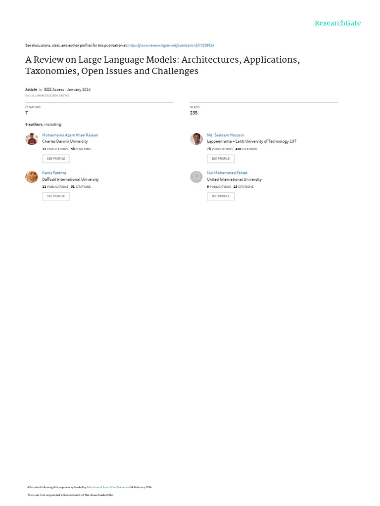 A Review on Large Language Models Architectures, Applications ...