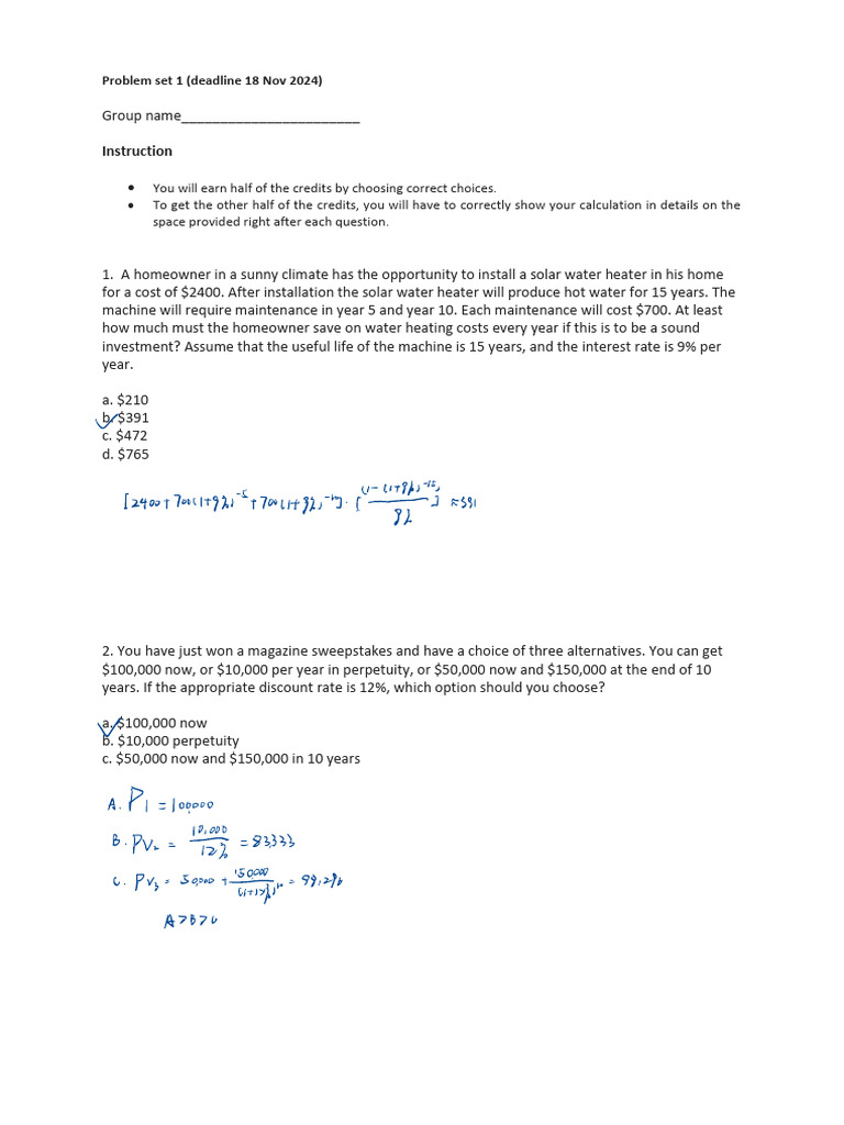Problem set 2 1116 | PDF | Annual Percentage Rate | Present Value