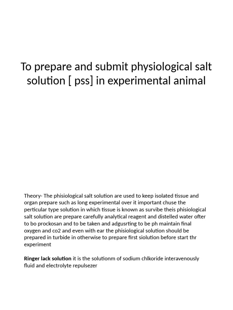 To Prepare and Submit Physiological Salt Solution (Pappu | PDF